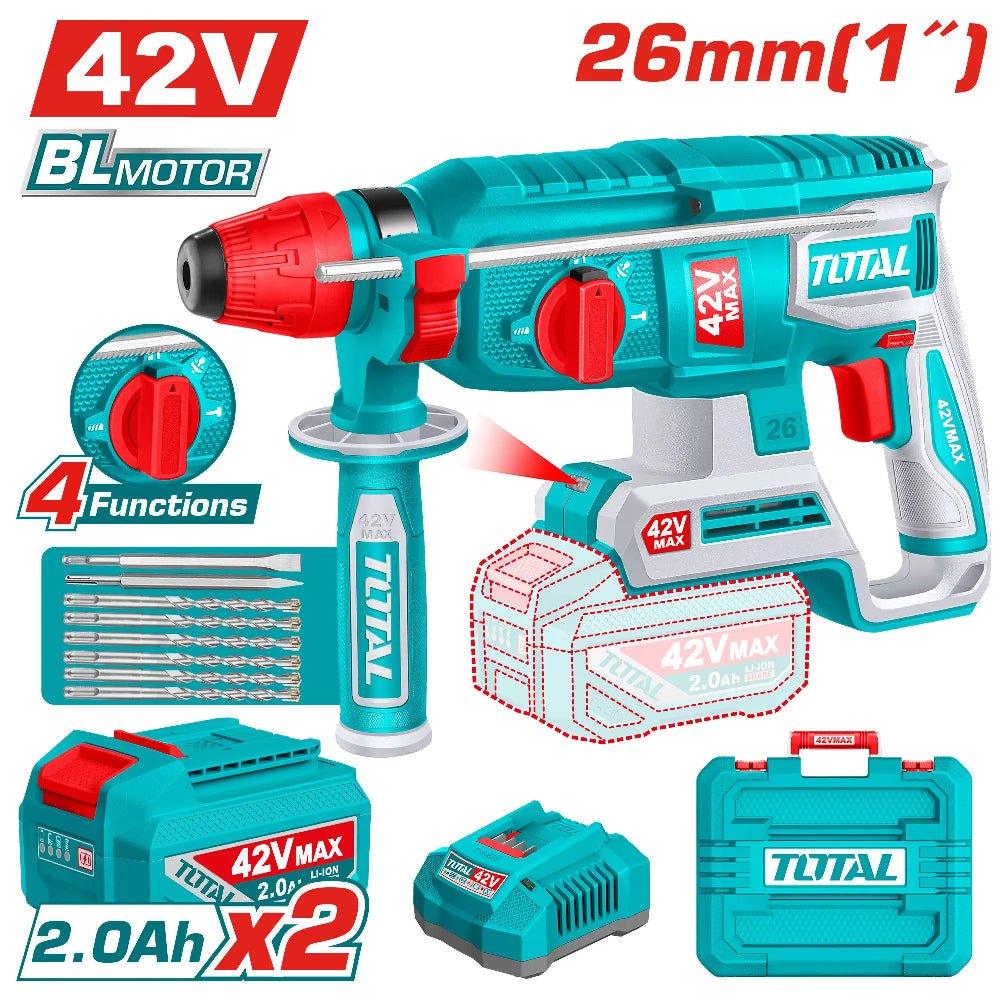 Total Cordless Hammer Drill 42V Brushless 26mm TRHLI422682 - TOTAL ...